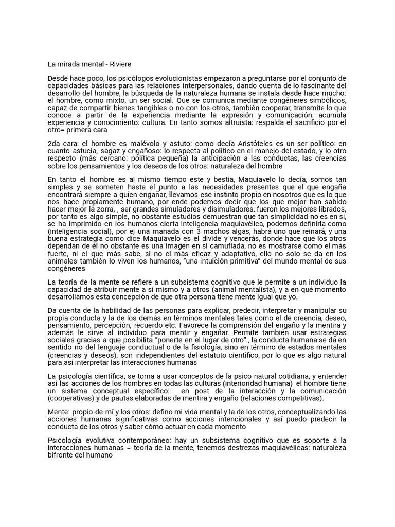 La Mirada Mental Riviere Pdf Espectro Autista Mente
