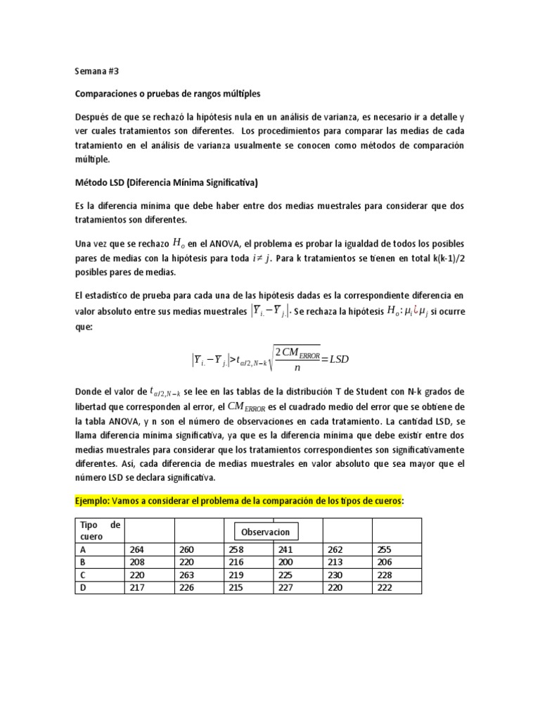 Método LSD | PDF | Análisis de variación | Science