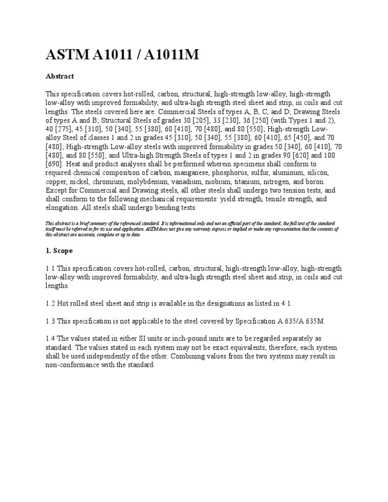 ASTM A1011 steel sheet & strip standard | PDF