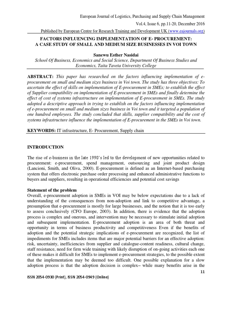 Factors-Influencing-Implementation-of-E-Procurement SME's PDF | PDF ...