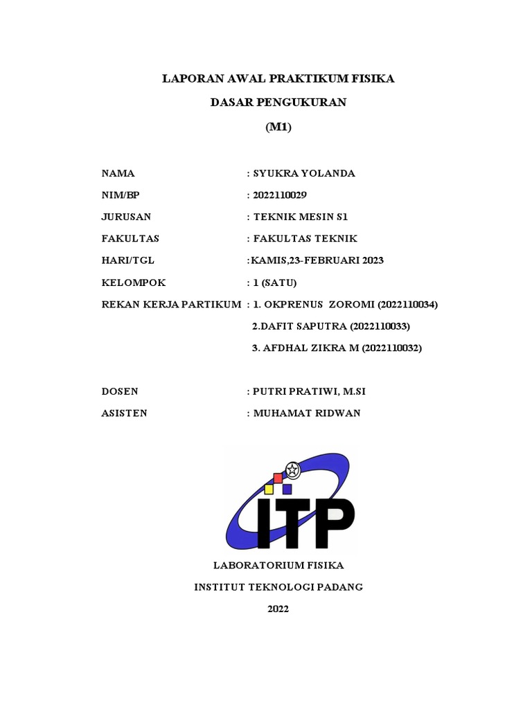 Laporan Fisika M1 Syukra PDF | PDF
