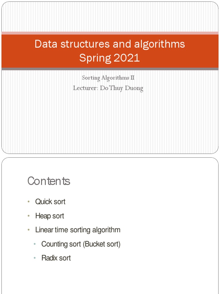 Lecture 5 Sorting Ii S2021 Pdf Pdf Computer Data Arithmetic