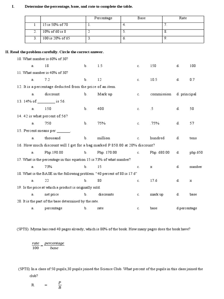Reviewer Math 5 | PDF | Percentage | Economies