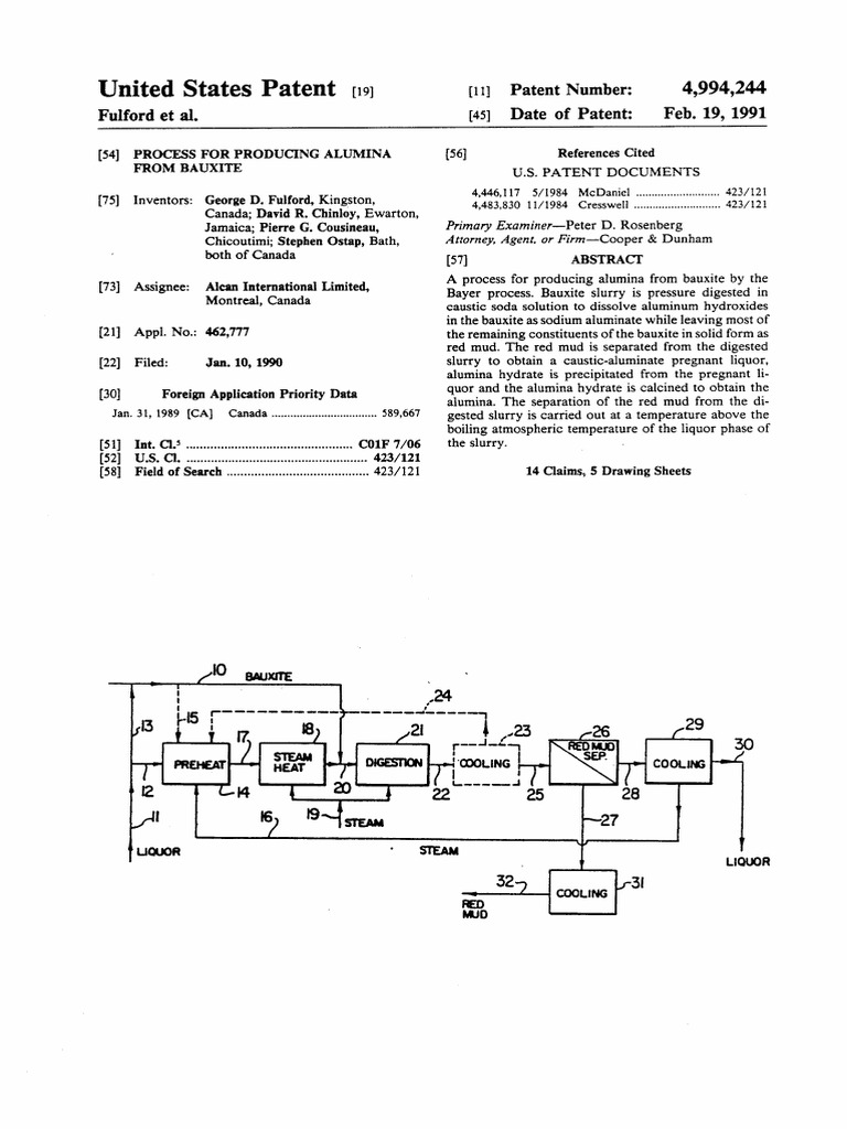 Us4994244 PDF | Download Free PDF | Sodium Hydroxide | Industrial Processes