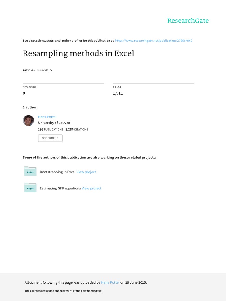 Excel Resampling Techniques Guide | PDF | Bootstrapping (Statistics) | Histogram