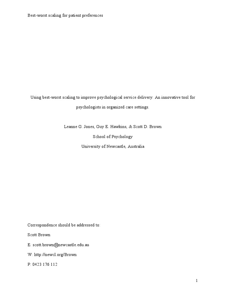 MAXDIFF - Using Best-Worst Scaling | PDF | Self Report Study | Data ...