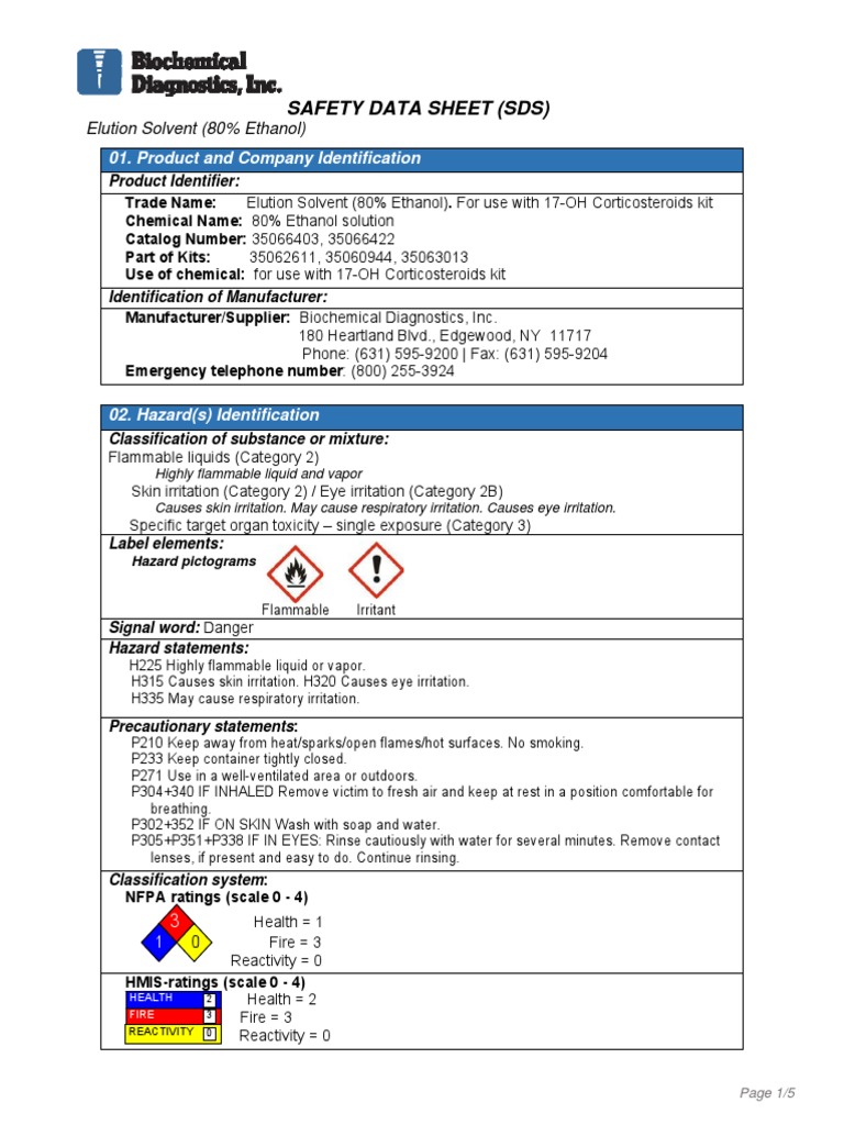 80 Ethanol Msds | Download Free PDF | Ethanol | Water