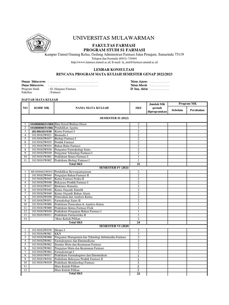 Lembar Konsul Genap 2022-2023 | PDF