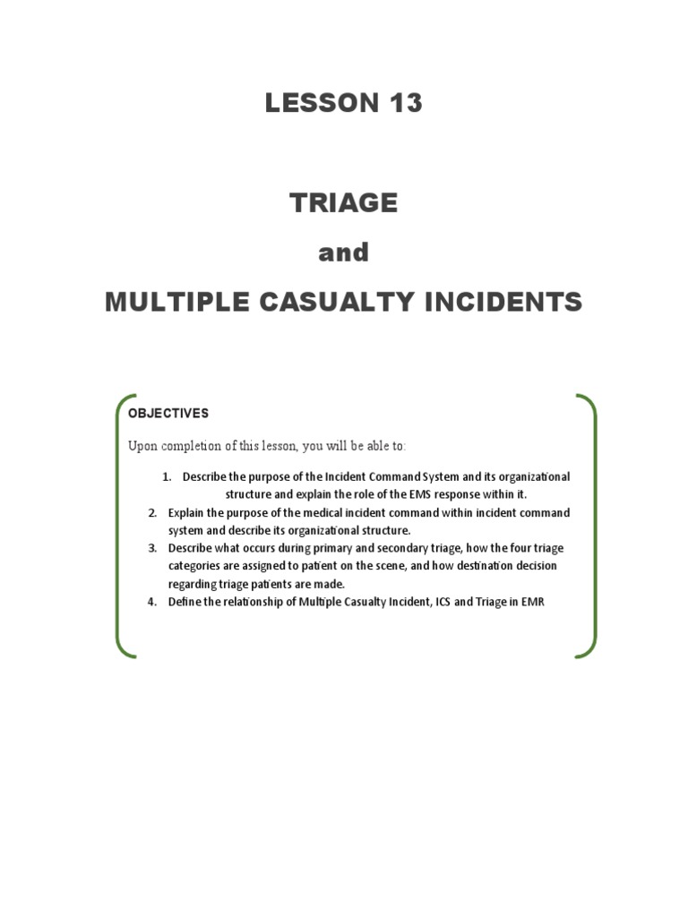 13 - MCI - ICS and Triage | PDF | Emergency Medical Services | Health Care