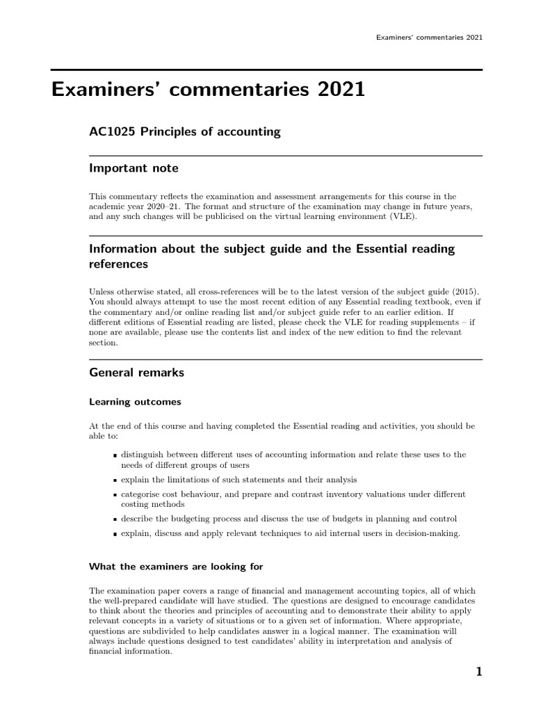 AC1025 Commentary 2021 | Download Free PDF | Book Value | Expense