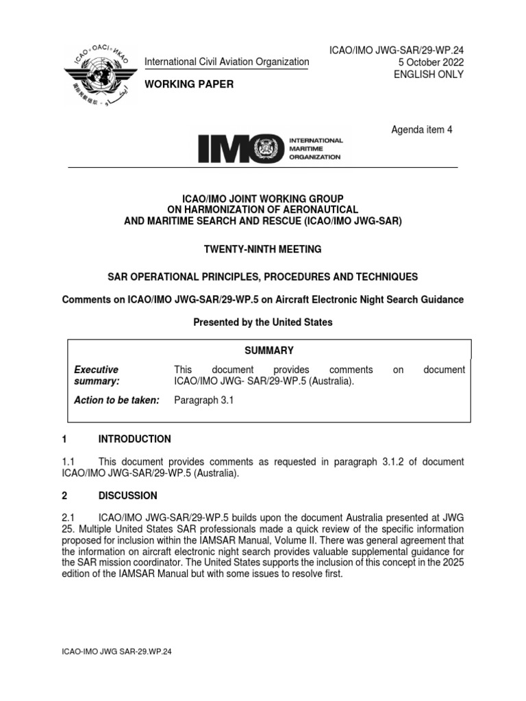 ICAO-IMO JWG-SAR-29-WP.24 - Comments On ICAOIMO JWG-SAR29-WP.5 On ...