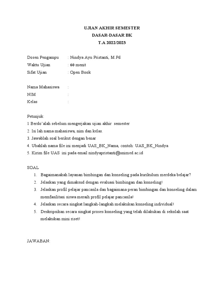 UAS Dasar-Dasar BK | PDF