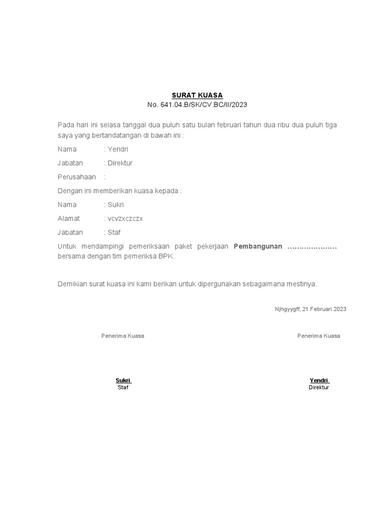 Surat Kuasa Pemeriksaan BPK Ok | PDF