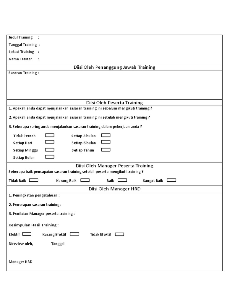361204834-Form-Pengukuran-Efektifitas-Training | PDF