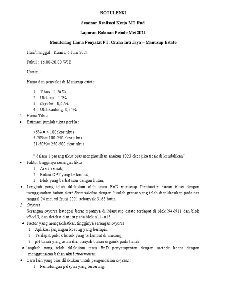 Notulensi Seminar Realisasi Kerja MT RND | PDF | Sains & Matematika
