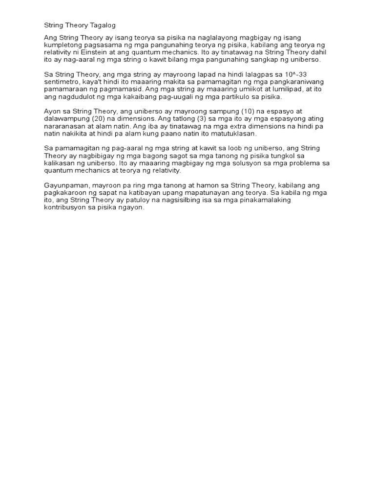 String Theory Tagalog | PDF