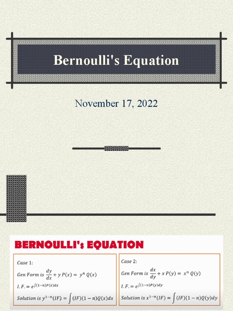 Bernoullis Equation | PDF