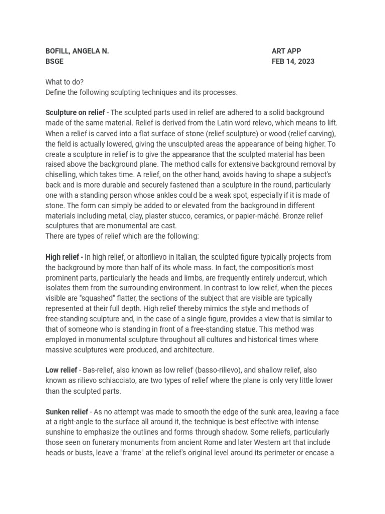 Sculpting Techniques and Its Processes | Download Free PDF | Relief ...