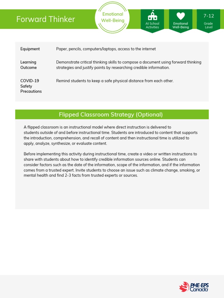7-12 EW - Forward Thinker | PDF | Learning | Well Being