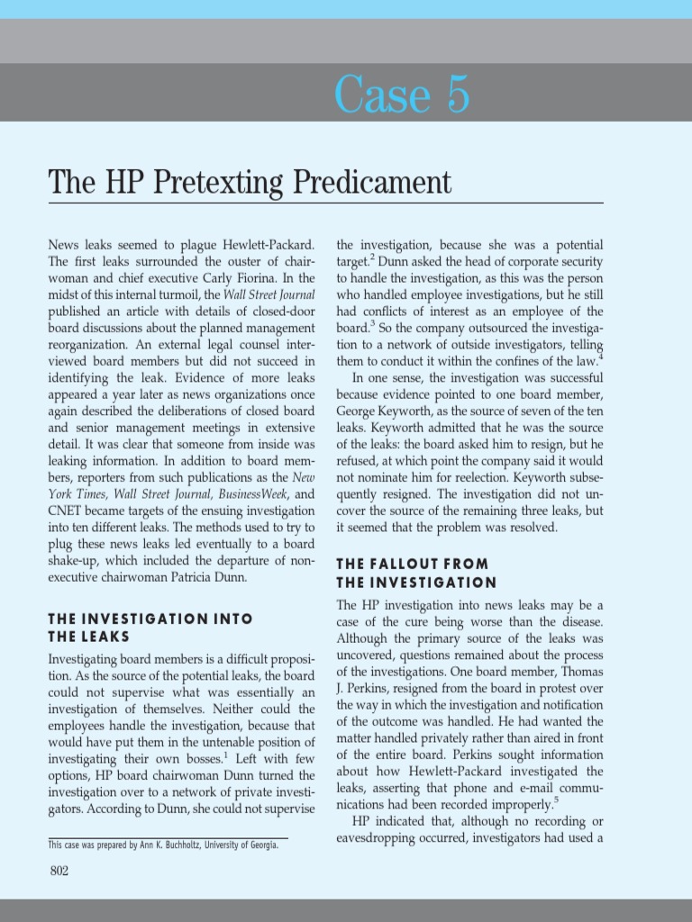 HP Leak Investigation Fallout | PDF | Hewlett Packard | Business
