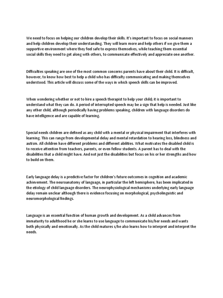 Enhancing Children S Speech Skills Pdf