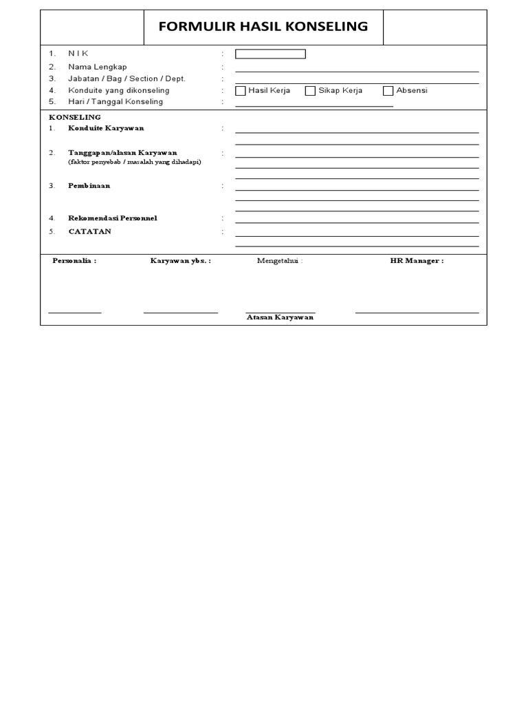 Form Hasil Konseling | PDF