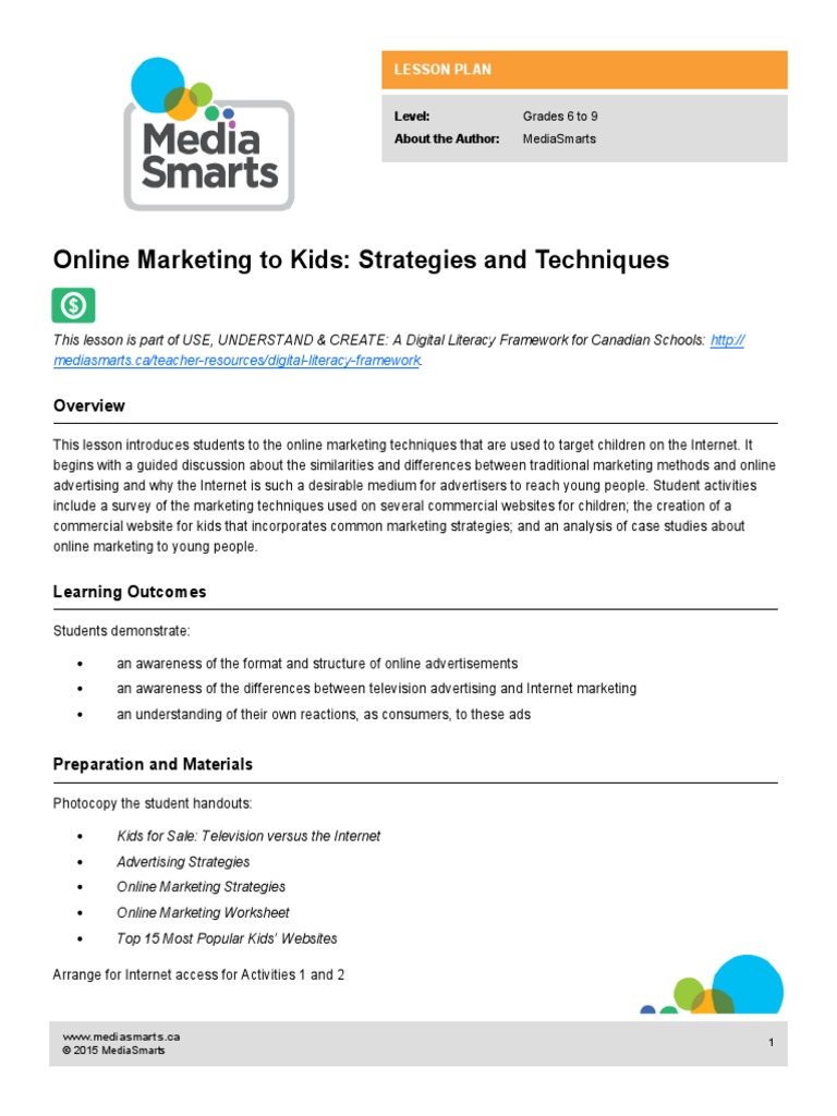 Lesson Online Marketing Kids Strategies Techniques | PDF | Advertising ...