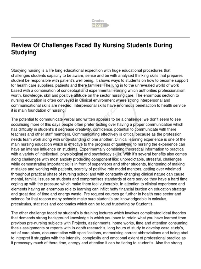 Review of Challenges Faced by Nursing Students During Studying | PDF ...