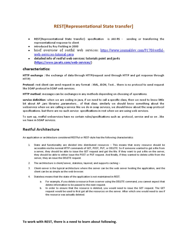 Representing REST: An Overview of the Representational State Transfer Architectural Style | PDF ...