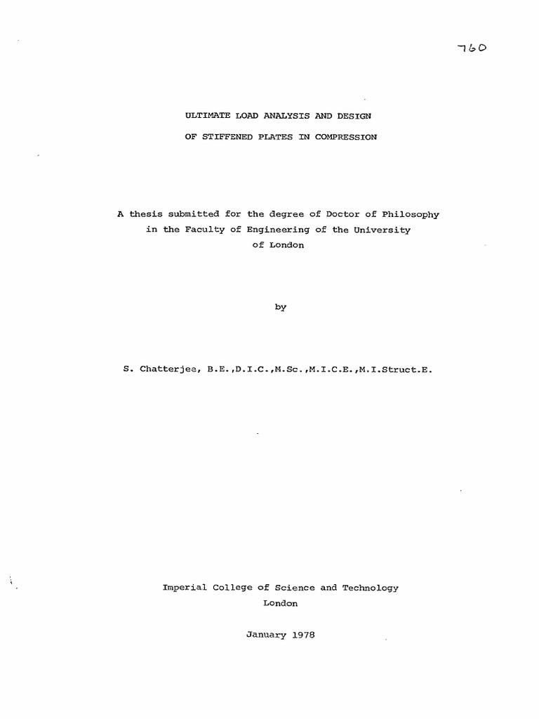 Chatterjee S 1978 PHD Thesis PDF | PDF | Strength Of Materials | Buckling