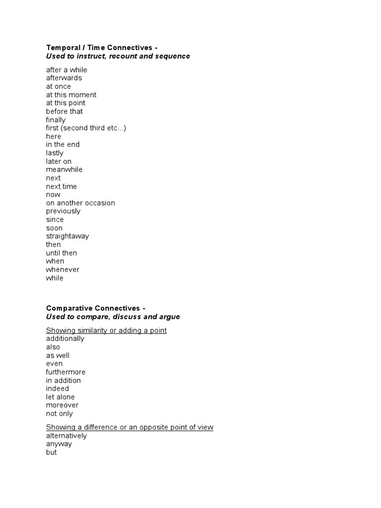 Connectives or Conjunctions | PDF