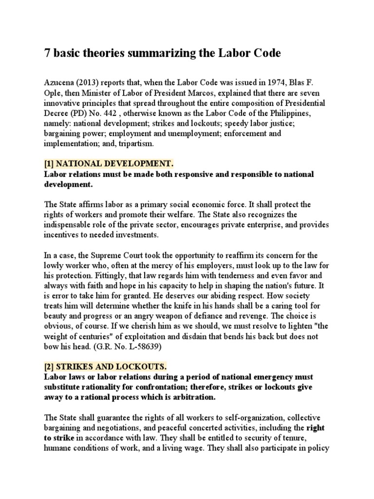 7 Key Principles of the Labor Code | PDF