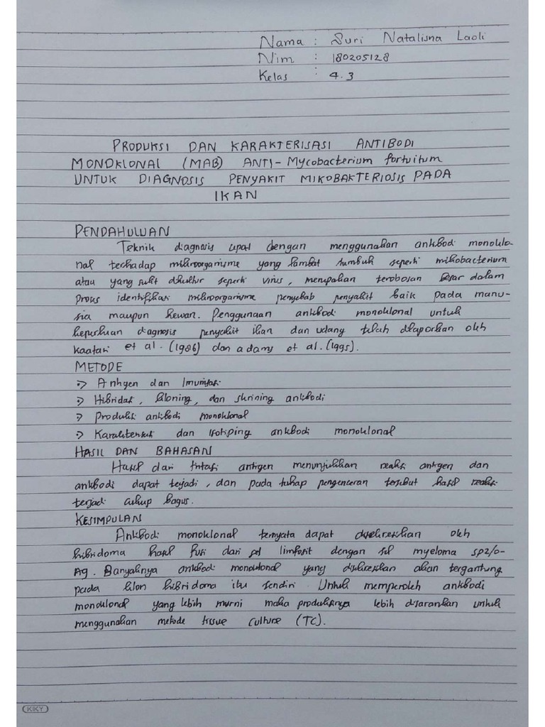 Tulis Tangan Ringkasan Jurnal Moklonal | PDF