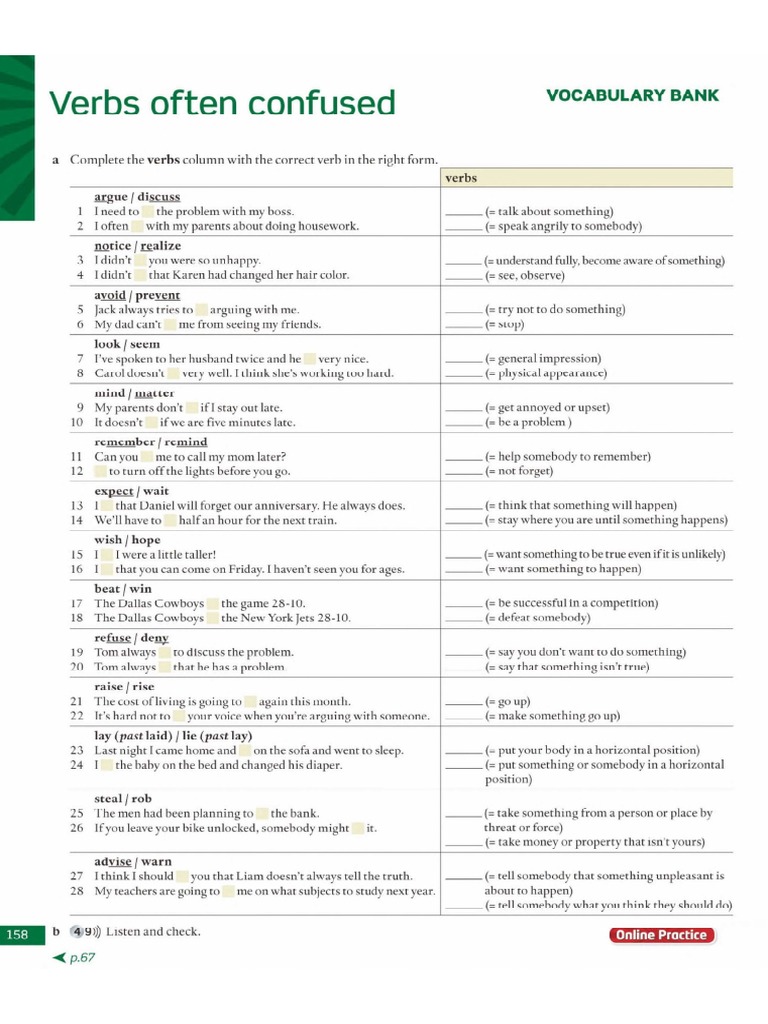 Confusing Verbs: Exercises and Usage | PDF