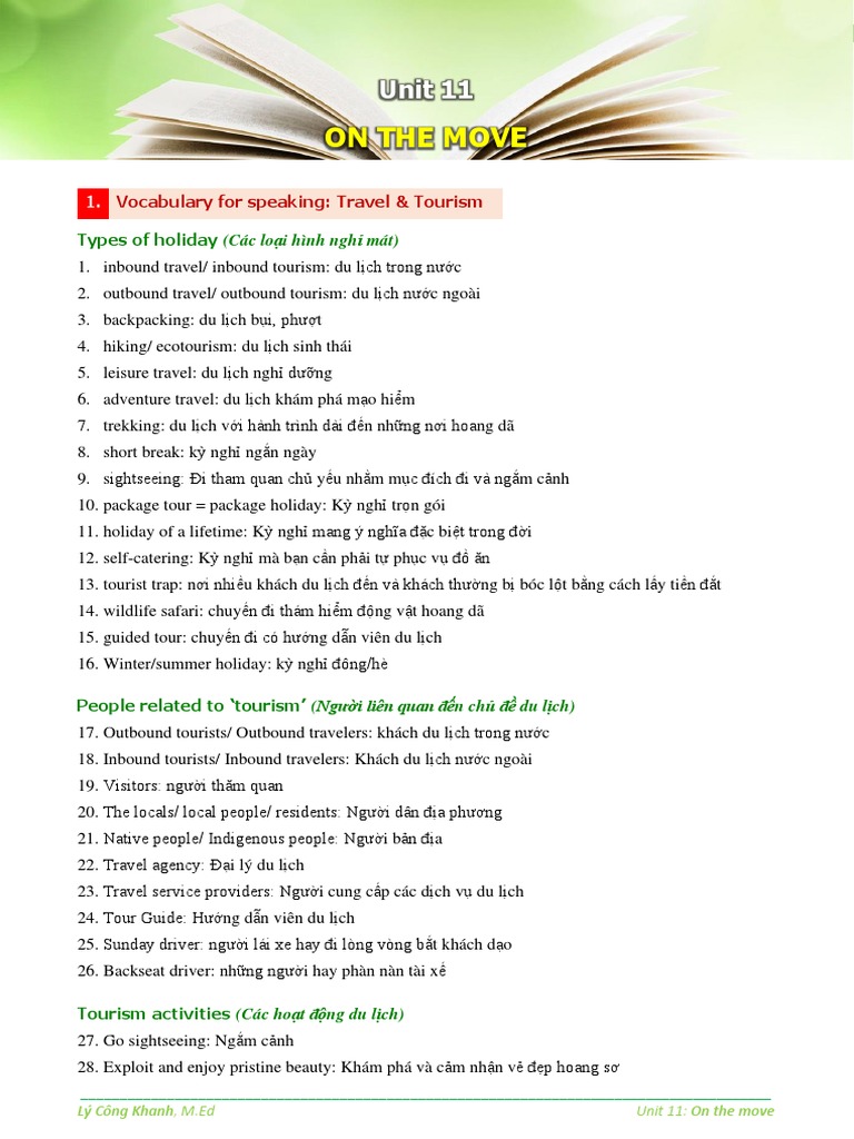 SPEAKING 3 - Unit 11 - On The Move (Updated 2022) | PDF