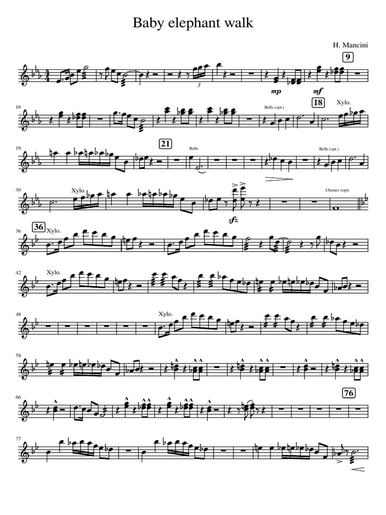 Baby Elephant Walk - Xylo | PDF | American Songs | Compositions