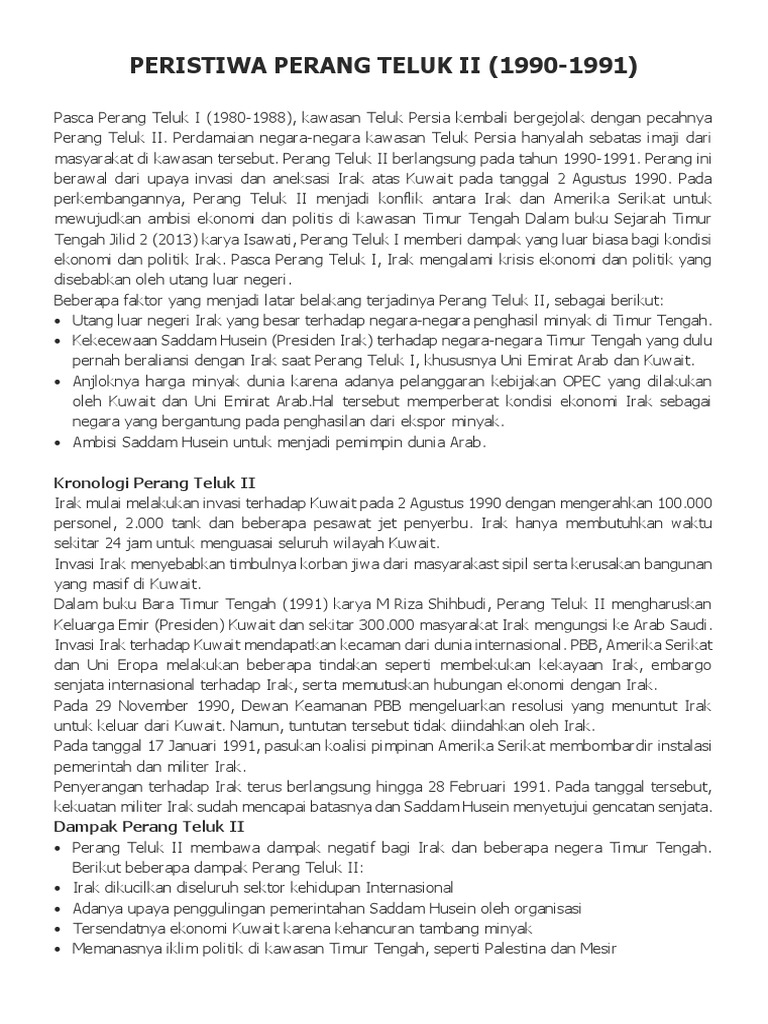 Latar Belakang dan Dampak Perang Teluk II | PDF | Perjalanan | Seni