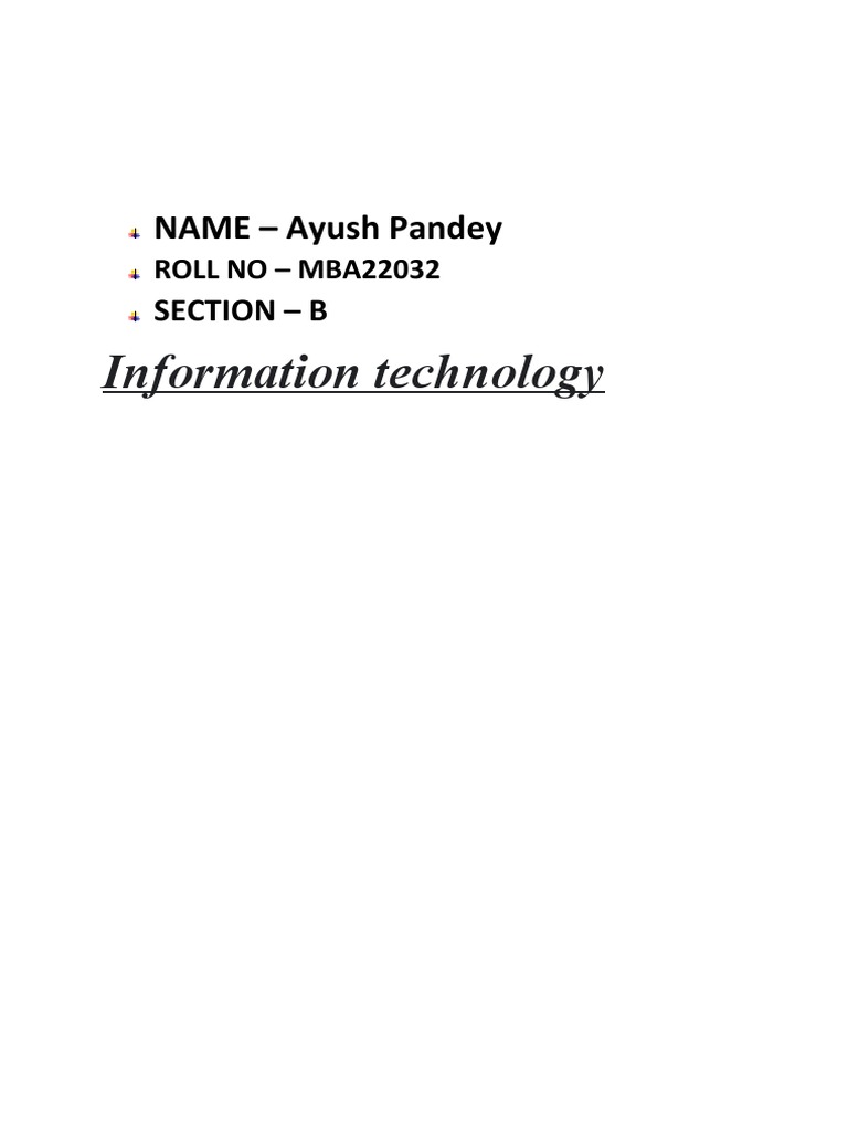 IT Assignment Ayush Pandey | PDF | Microsoft Word | Computing