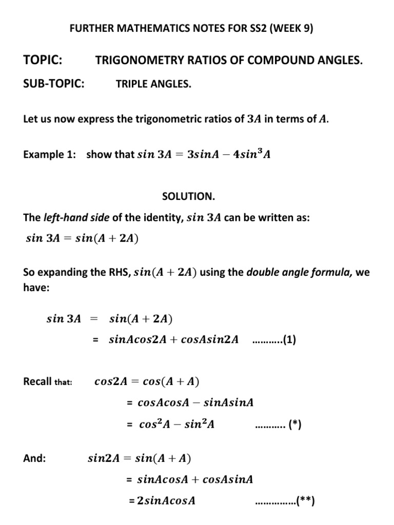Further Maths Week 9 Notes For SS2 PDF | PDF | Slope | Equations