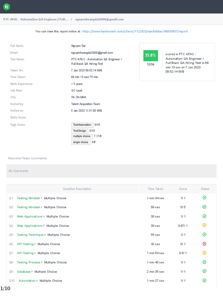 Report Ptc Apac Automation Qa Engineer Fullstack Qa Hiring Test Nguyenhoangdai2008 Pdf