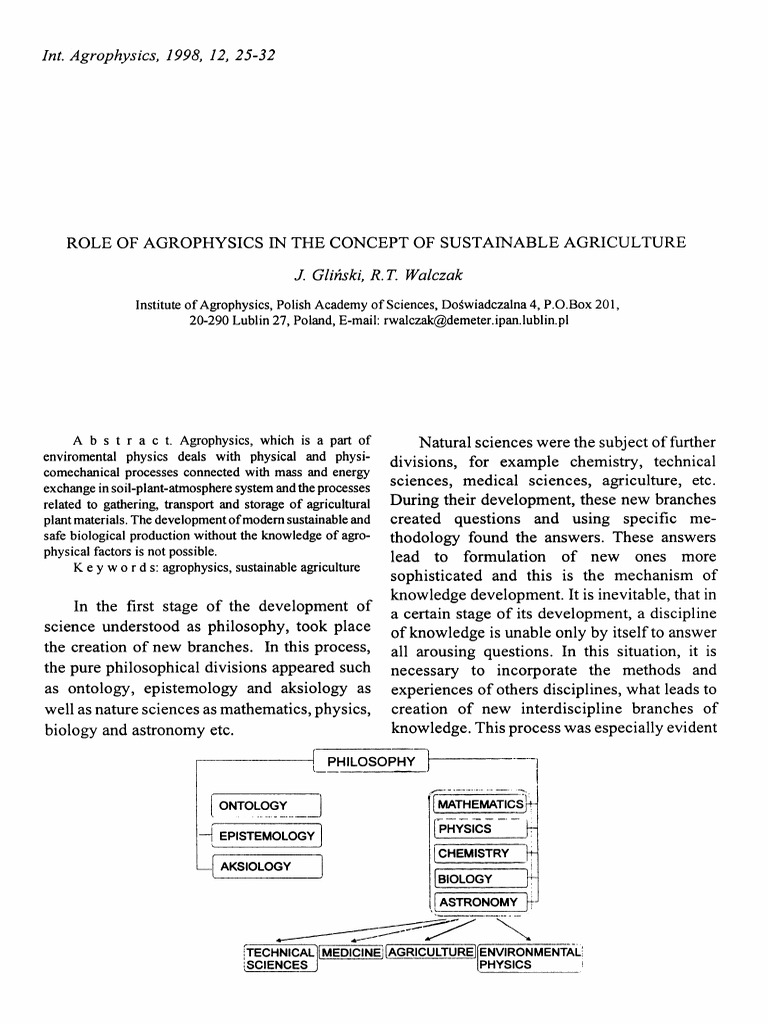 Role of Agrophysics in The Concept | PDF