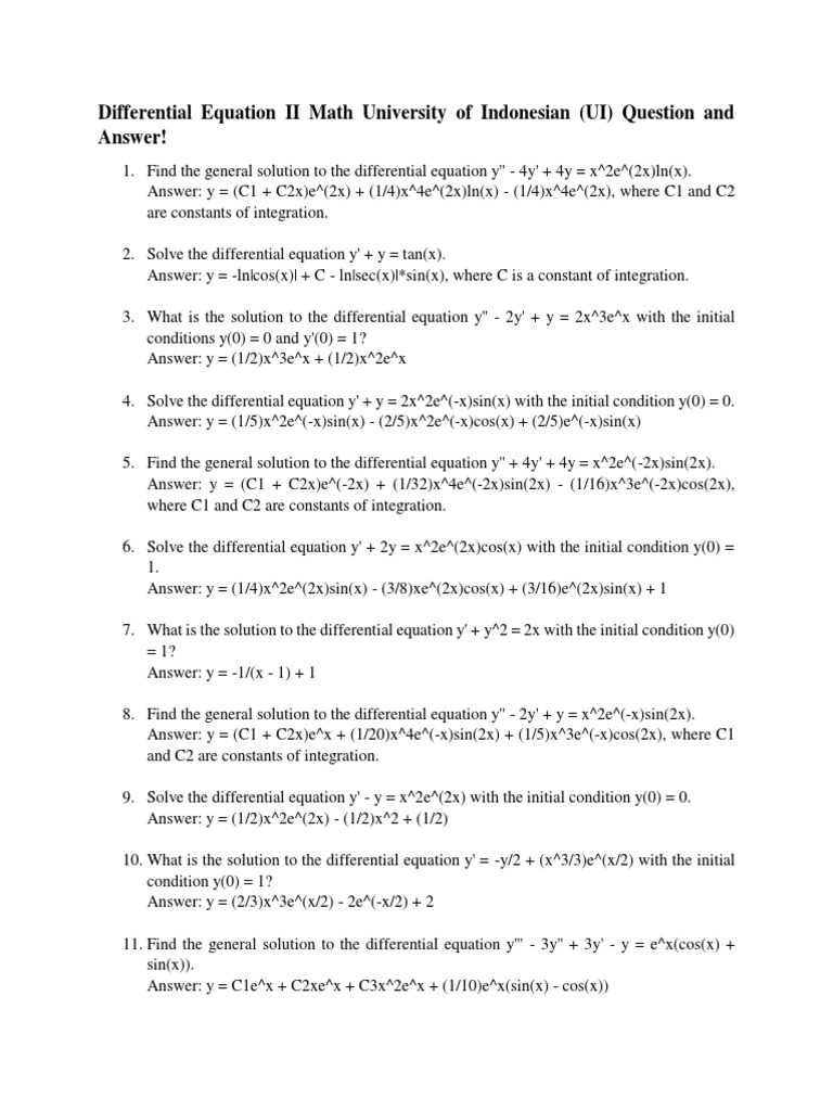 Differential Equation II Math | PDF | Equations | Initial Condition