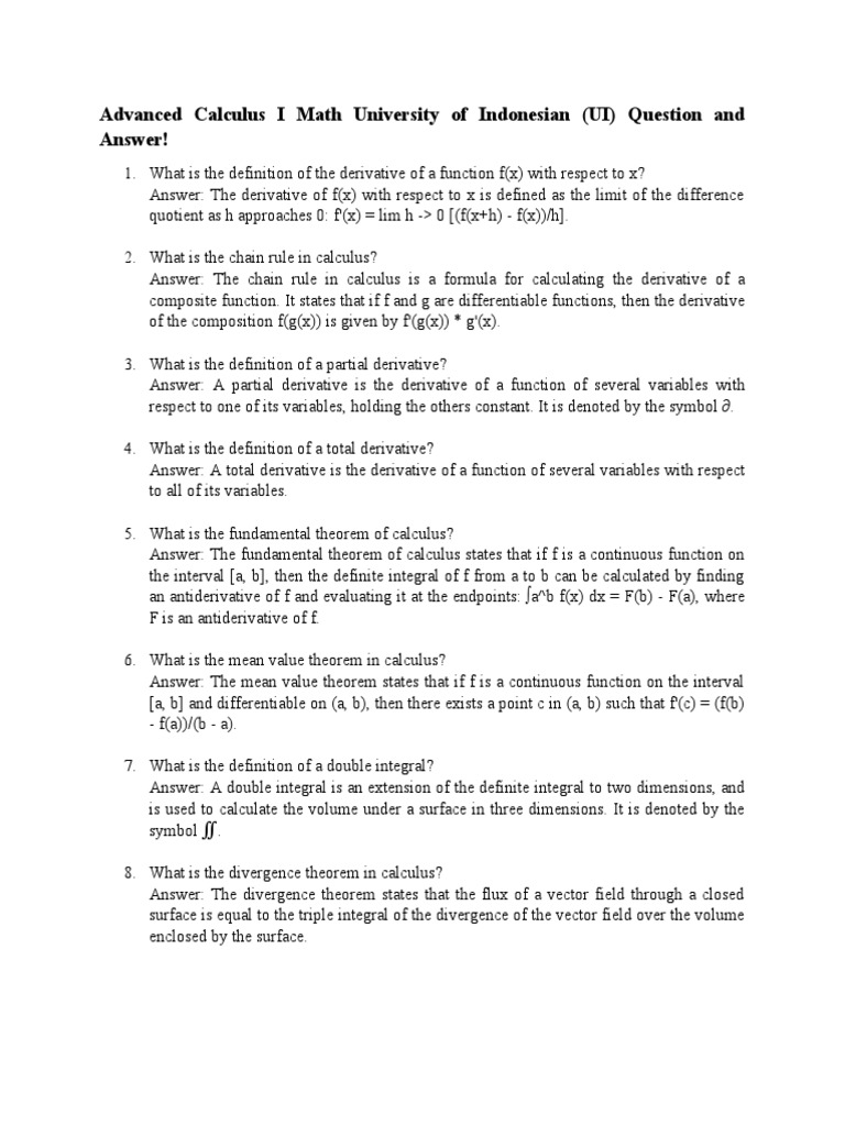 UI Advanced Calculus Questions | PDF | Complex Analysis | Integral