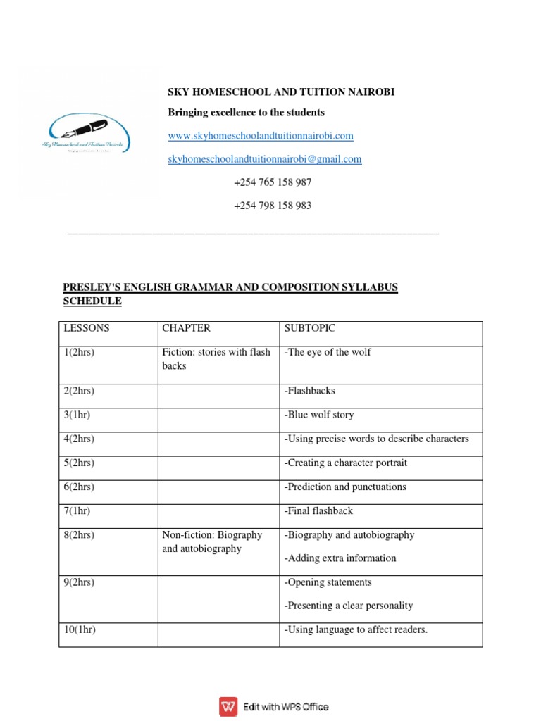 English Syllabus for Homeschoolers | PDF | Poetry | Narration