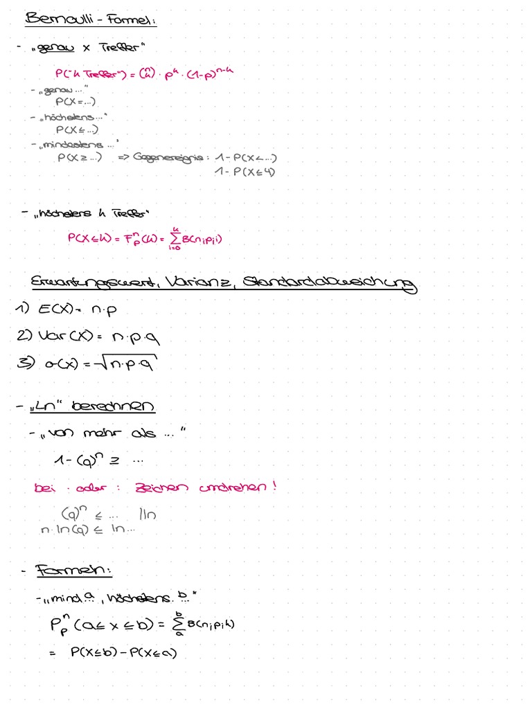 Lernzettel Mathe Stochastik | PDF