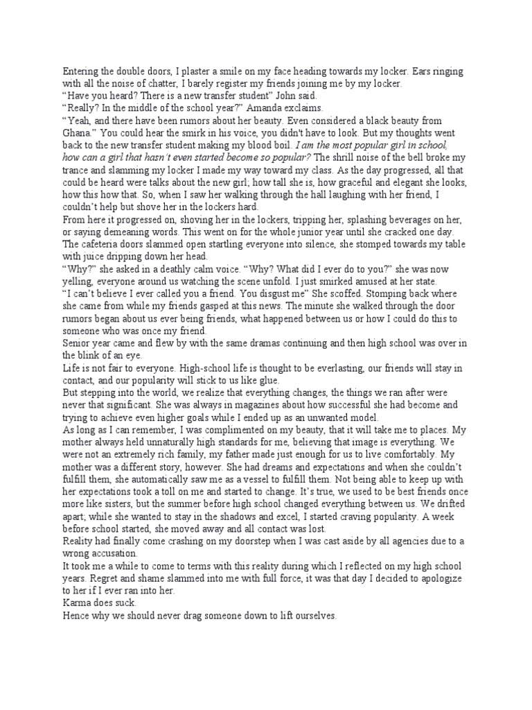 Short Story (Bullying) | PDF | Poetry