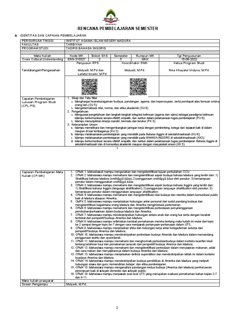 4a. RPS 2021 CCU SK Rektor Based | PDF | Karier & Perkembangan