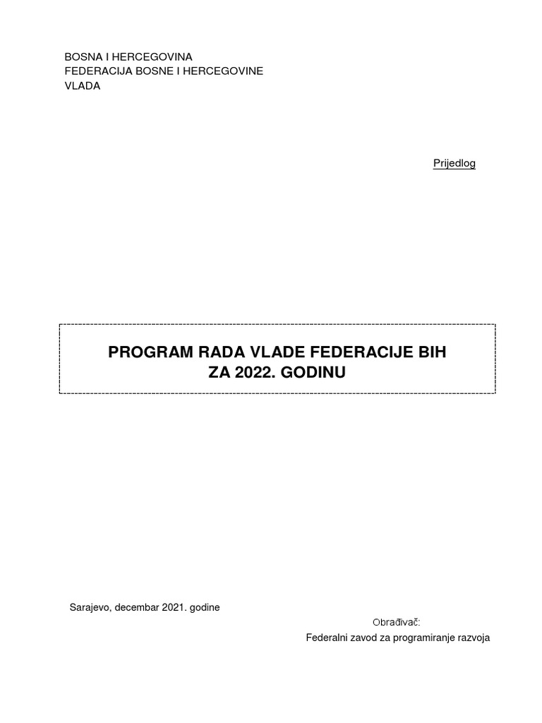 Program Rada Vfbih 2022 - Bos | PDF