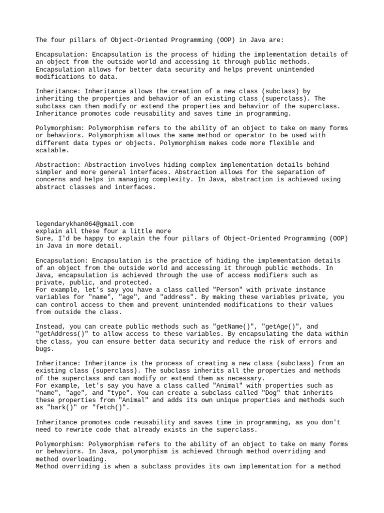 The Four Pillars of Object-Oriented Prog in JAVA | PDF | Inheritance (Object Oriented ...