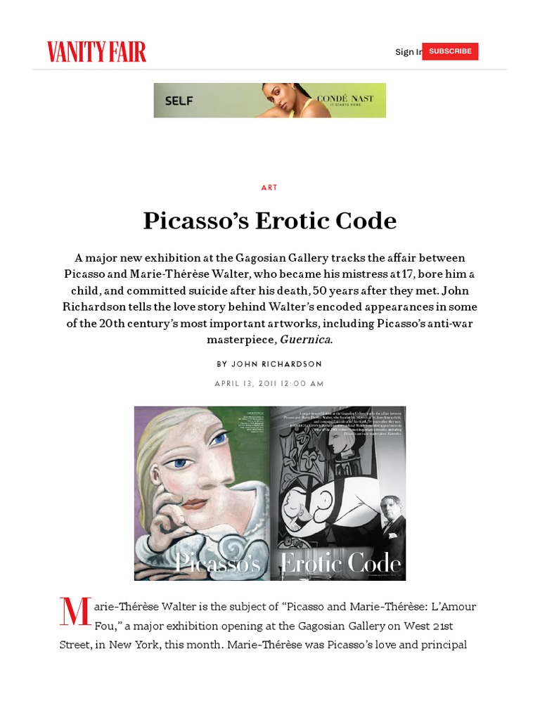 Picasso's Erotic Code - Vanity Fair | PDF | Pablo Picasso